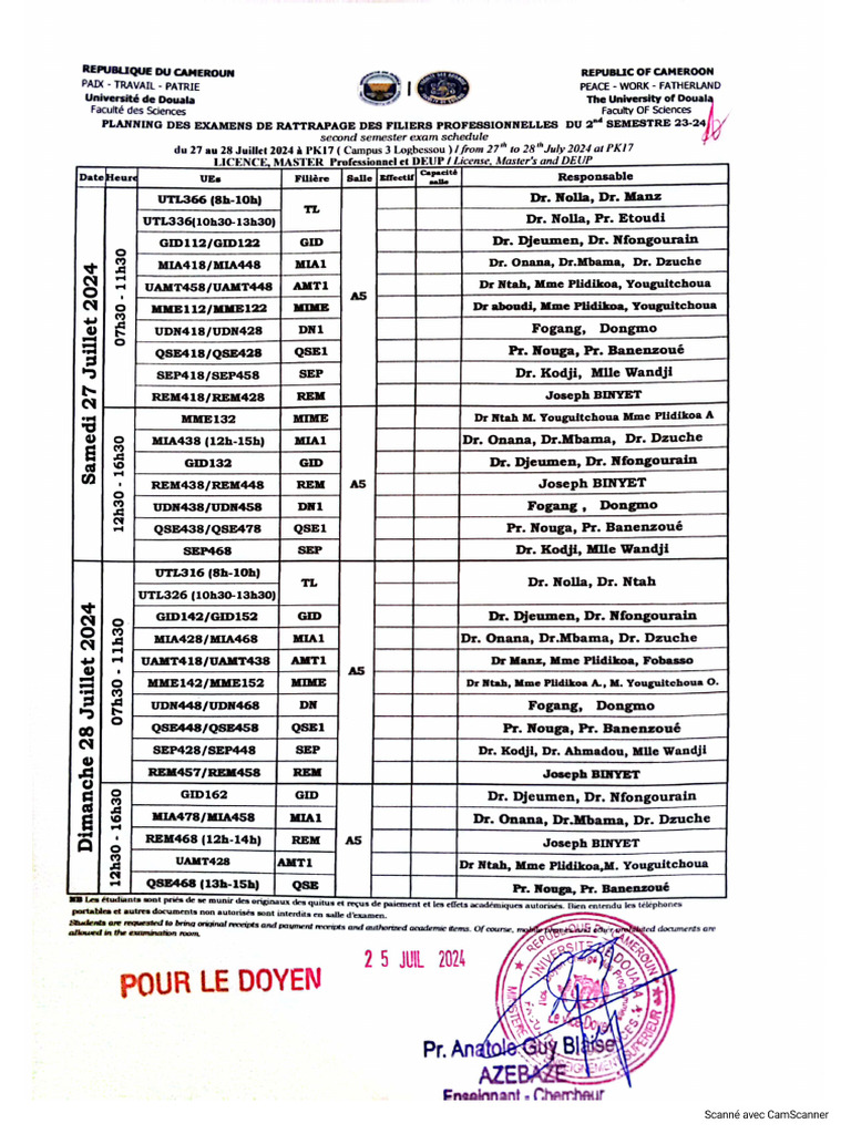 Planning S2R Filières Professionnelles | PDF