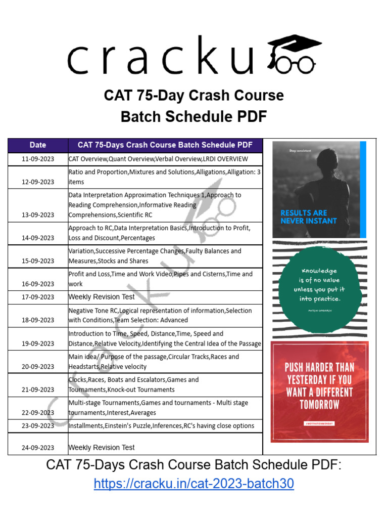 CAT 2023 Batch 30 Complete Schedule | PDF