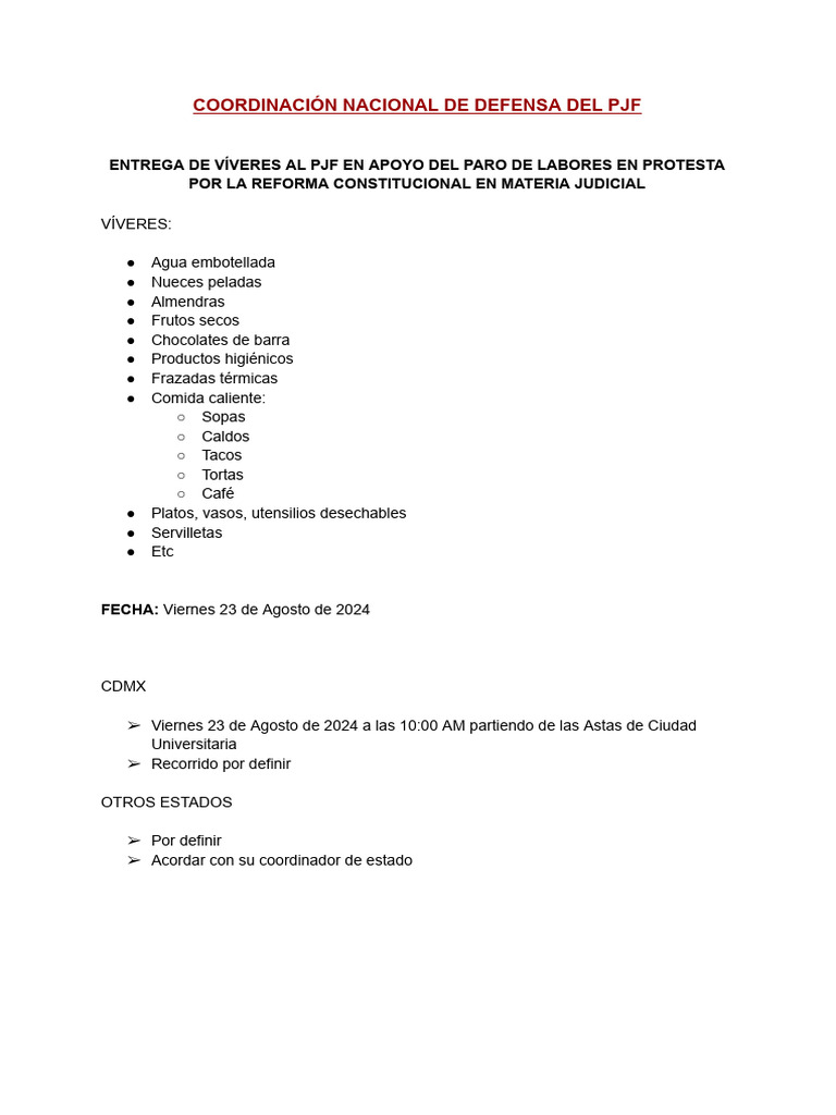 Entrega de víveres en apoyo al PJF | PDF | Estilo de vida