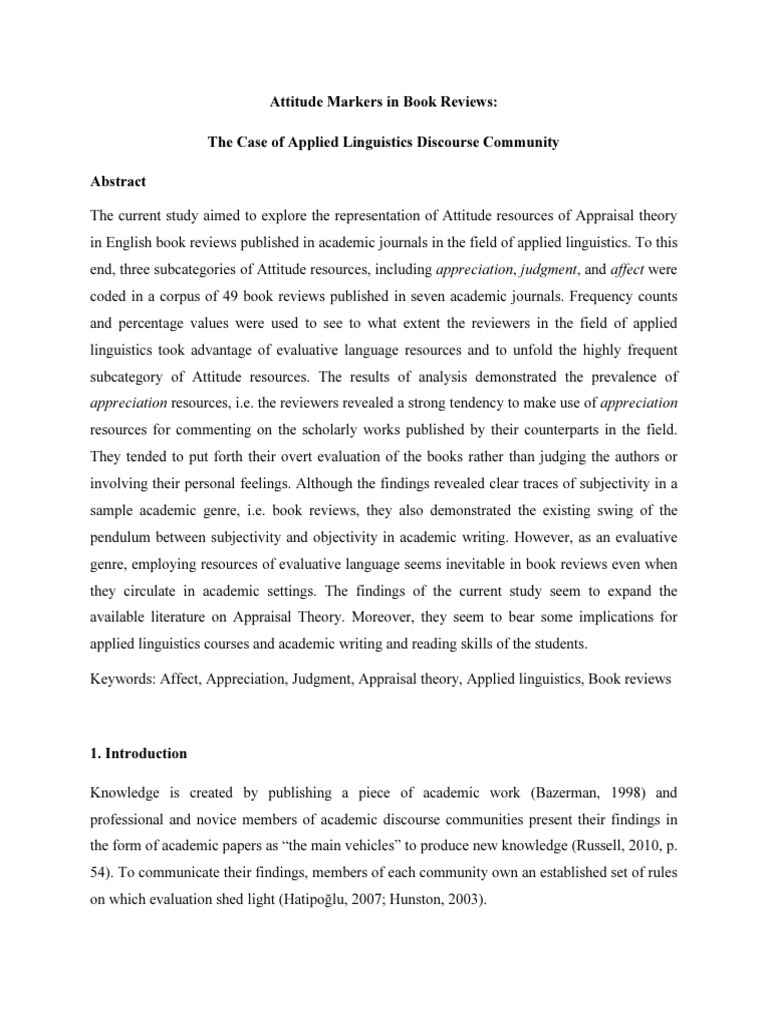 Attitude Markers in Book Reviews - The Case of Applied Linguistics ...