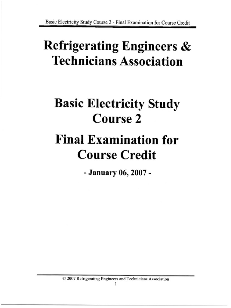 Basic Electricity - Course 2 Final Examination | PDF