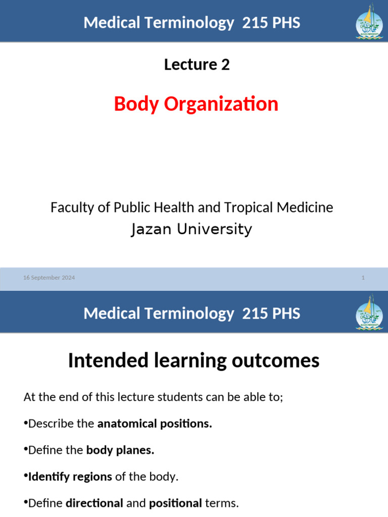 Lecture (2) Body Organization | PDF