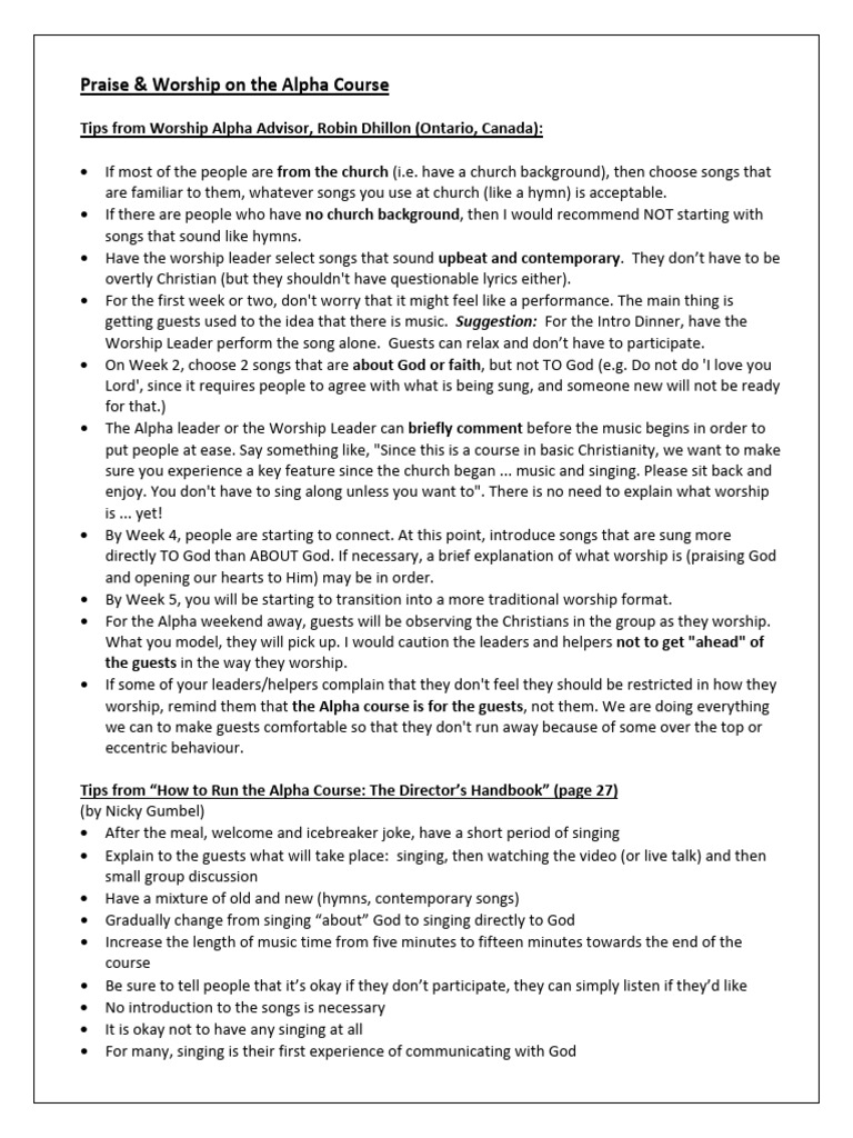 Praise and Worship Guidelines | PDF