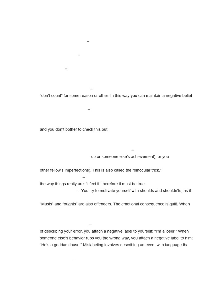 Dysfunctional Thinking Patterns | PDF