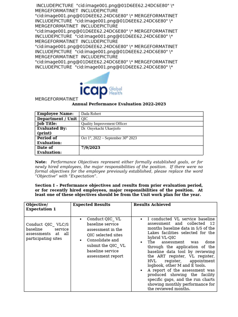 Dada - ICAP Annual Performance Appraisal Form - 7-9-2023 | PDF ...