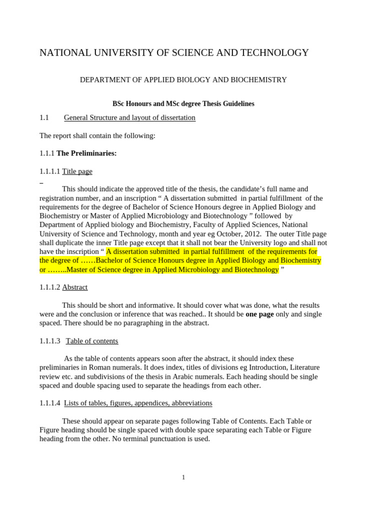 Projects BSC and MSC Thesis Guidelines | PDF