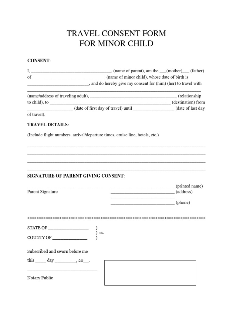 TRAVEL CONSENT FORM Canada June2024 | PDF