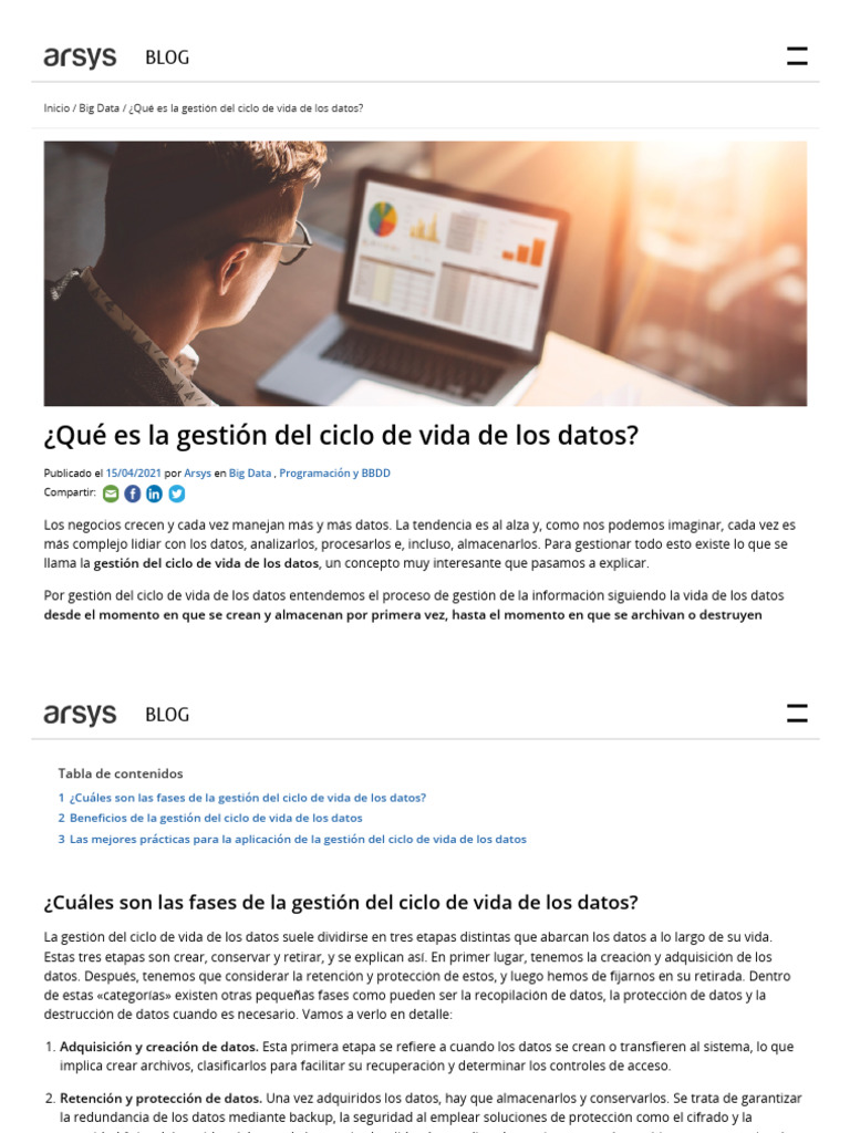 ¿Qué es la gestión del ciclo de vida de los datos_ - Blog de arsys.es | PDF