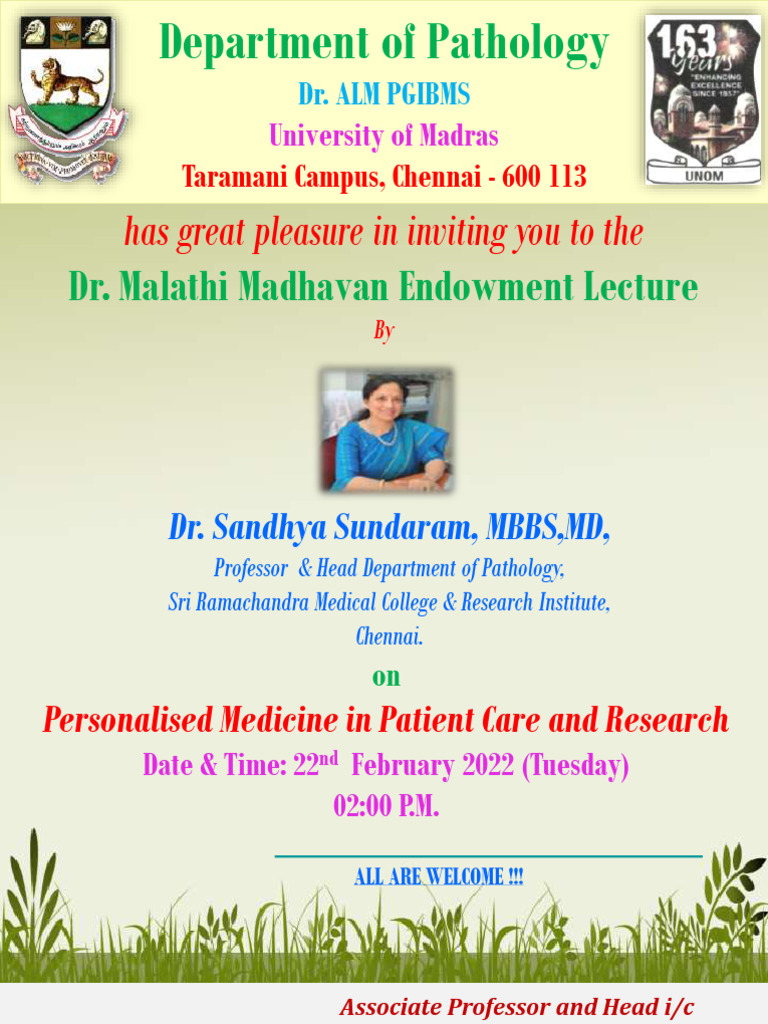 Dr. Malathi Madhavan Endowment Lecture | PDF