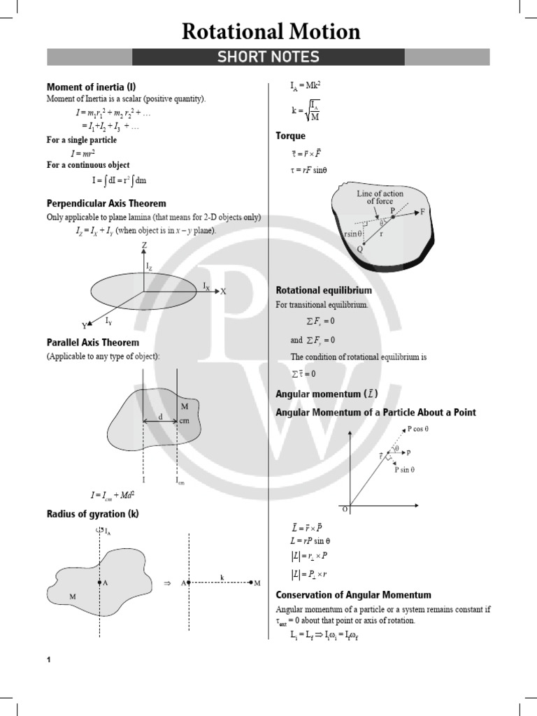 6.rotational Motion - Short Notes | PDF