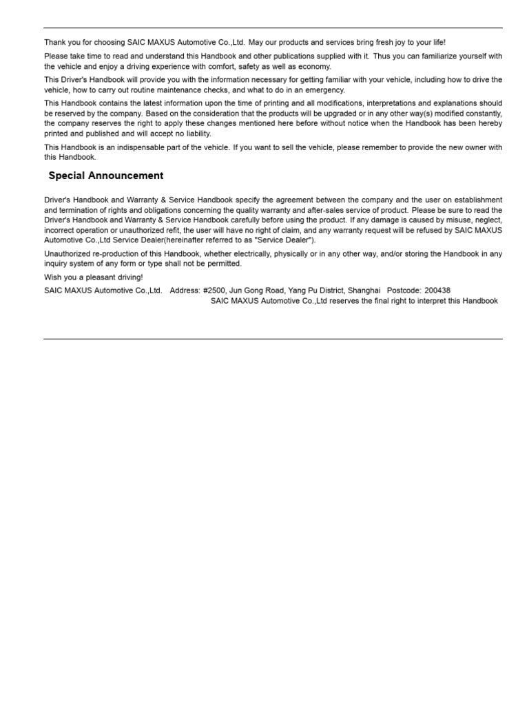 Maxus D90 Owner's Manual | PDF