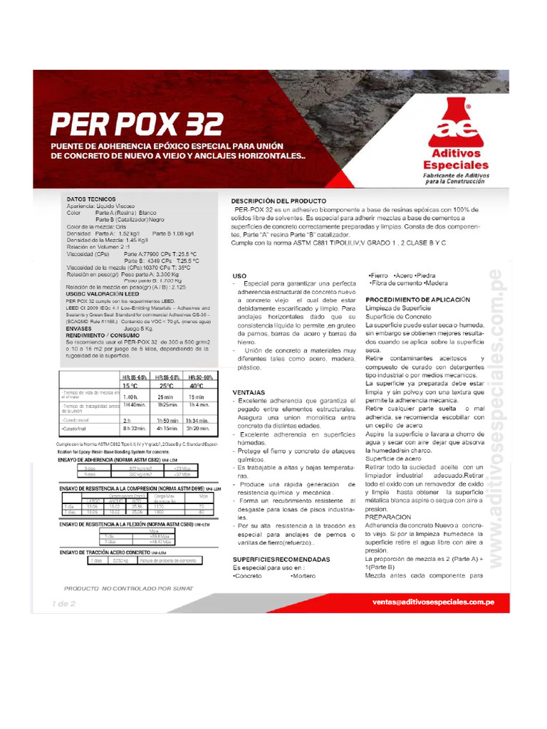 Ficha Tecnica Del Per Pox 32 | PDF