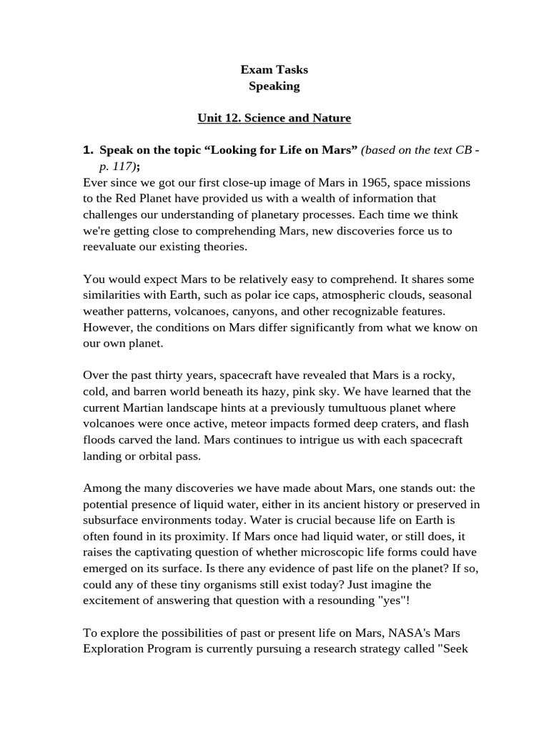 Exam Tasks - Speaking | PDF