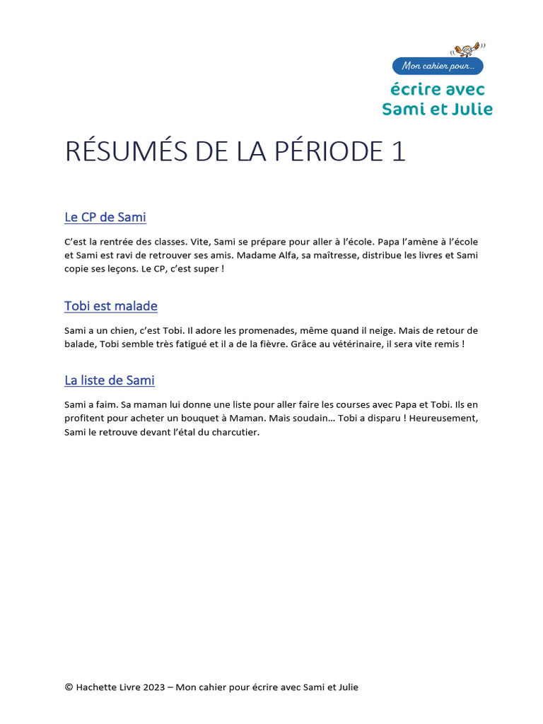 Résumés Sami Et Julie P1 | PDF