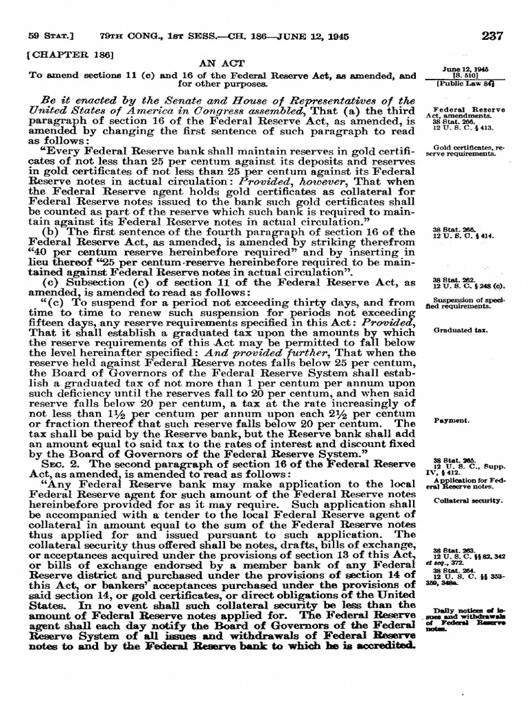 59 Stat 237 2 (Pages One and 2) The Act of June 12, 1945 2 | PDF