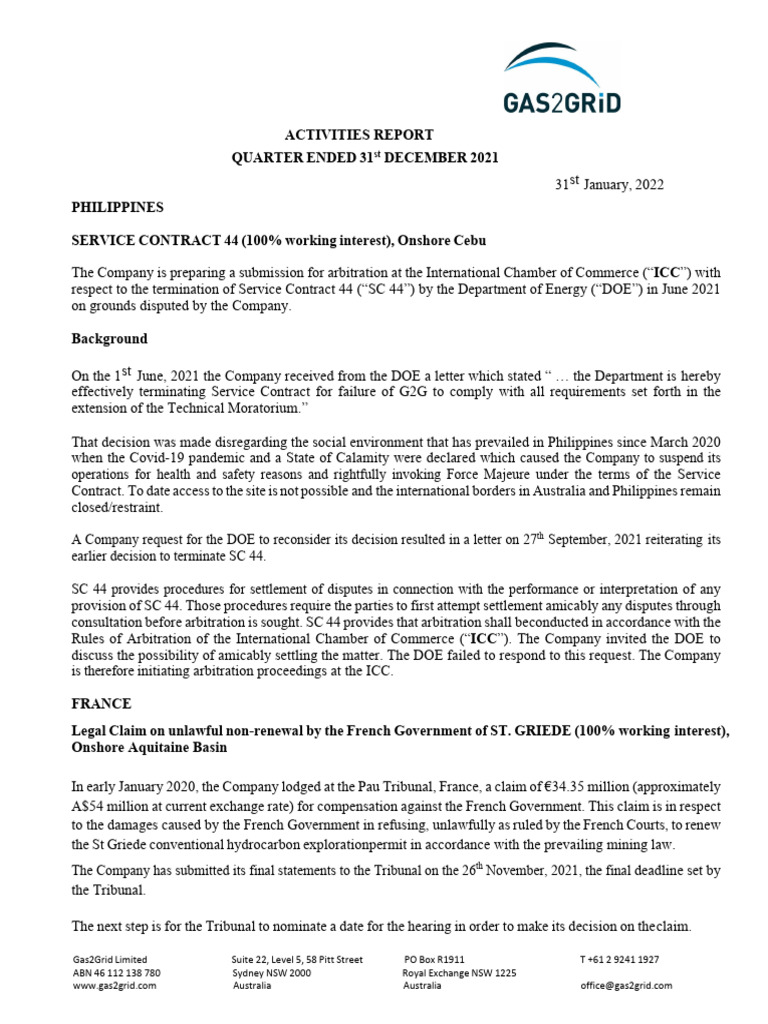 Gas To Grid Activities Report 2021 | PDF