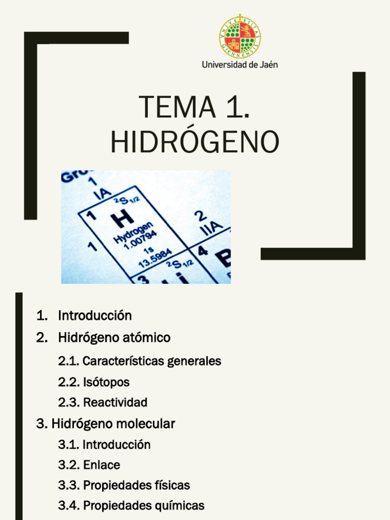 Tema1 Hidrogeno | PDF