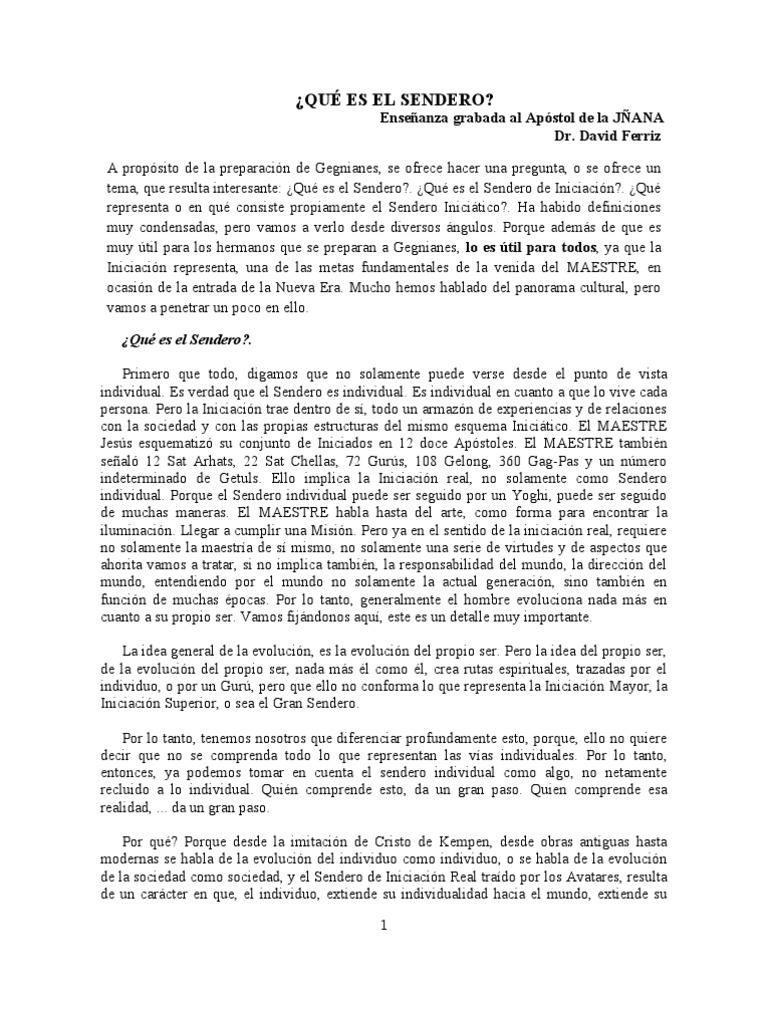 Qué Es El Sendero | PDF