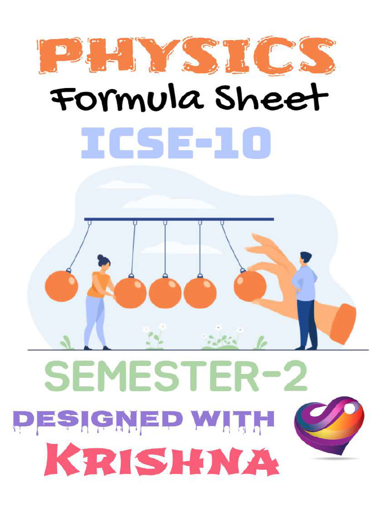 Formula Sheet Semester-2 Physics Sprinting Pencil | PDF