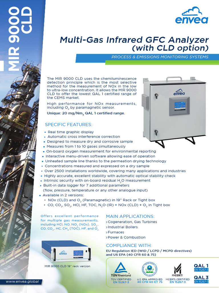 Envea Mir 9000cld Multi Gas Ir GFC CLD Analyzer en | PDF