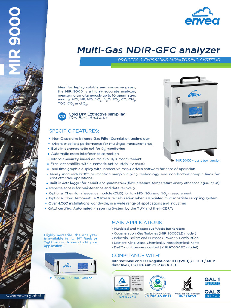 ENVEA MIR 9000 Emissionprocessmulti Gas Ir Gfc Analyzer En | PDF