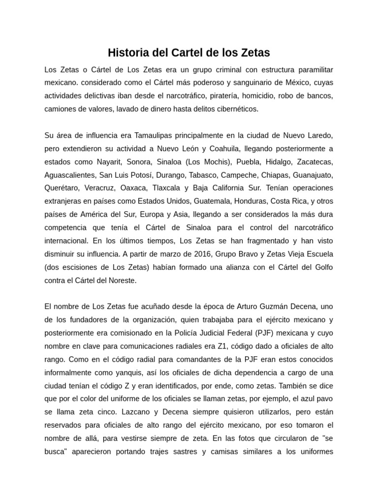 El Cartel de Los Zetas History | PDF