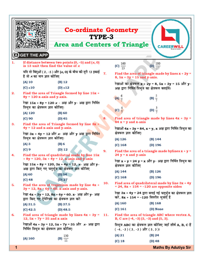 Coordinate Geometry Problems | PDF | Euclidean Plane Geometry | Elementary Geometry