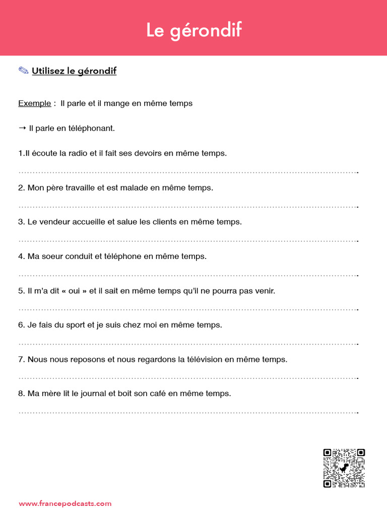 Gérondif - Exercices | PDF