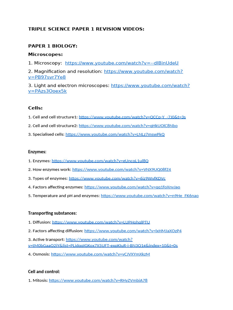 TRIPLE PAPER 1 Revision Videos | PDF
