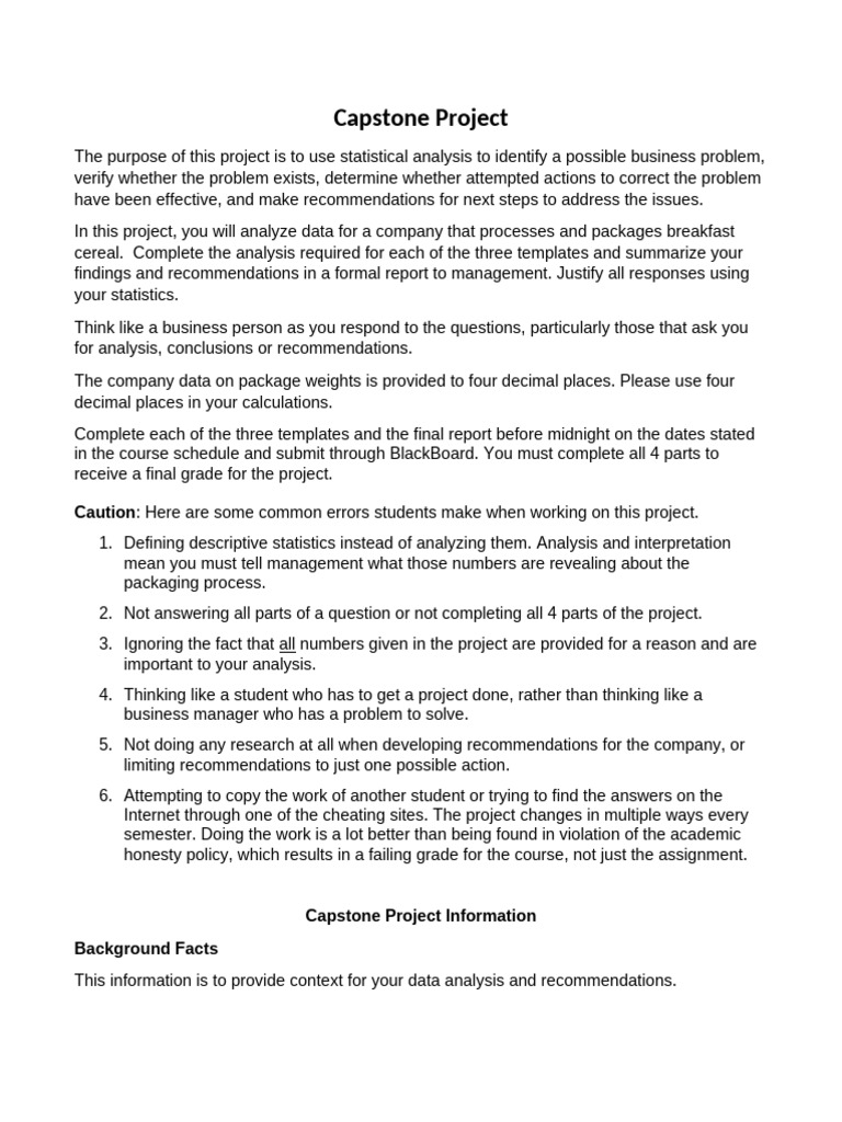 Capstone Project Project Notes WI23 (Includes All Templates) | PDF