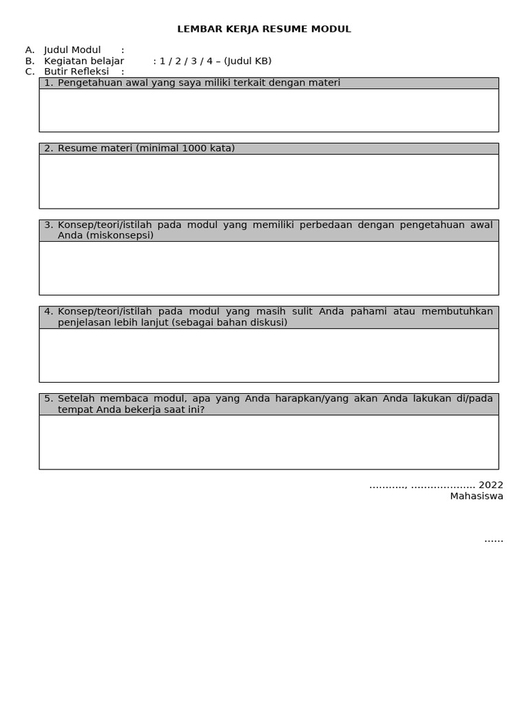 Template Resume Modul | PDF