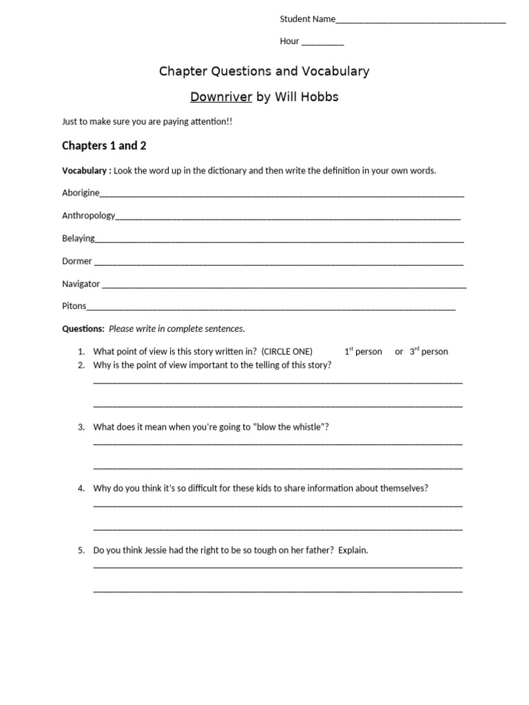 Downriver Chapter Questions | PDF