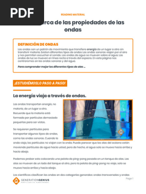 Hoja De Trabajo Sobre Las Propiedades De Las Ondas