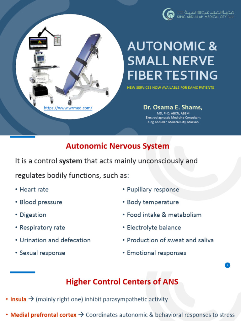 Autonomic & small nerve fiber testing | PDF