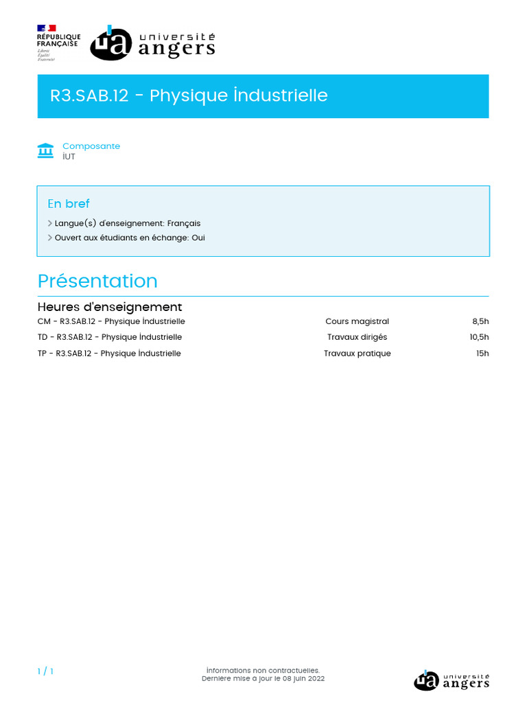 R3.SAB.12 - Physique Industrielle | PDF