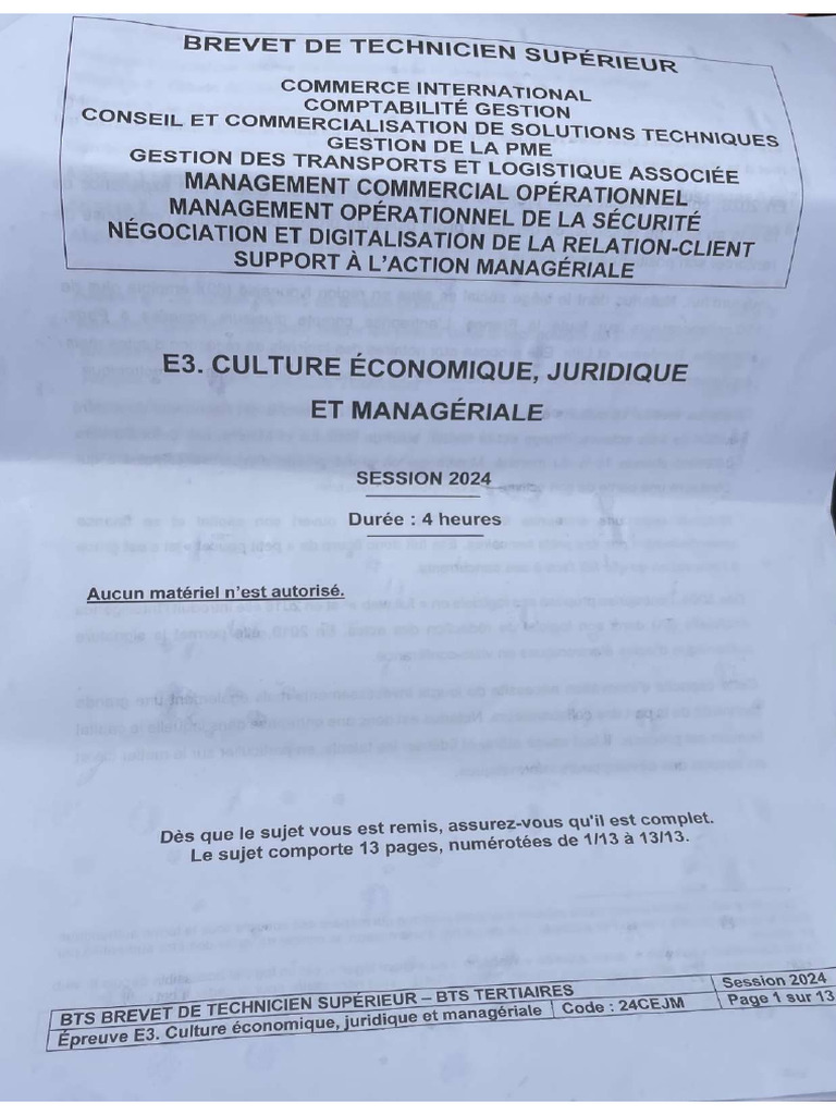 PDF Sujet Cejm | PDF