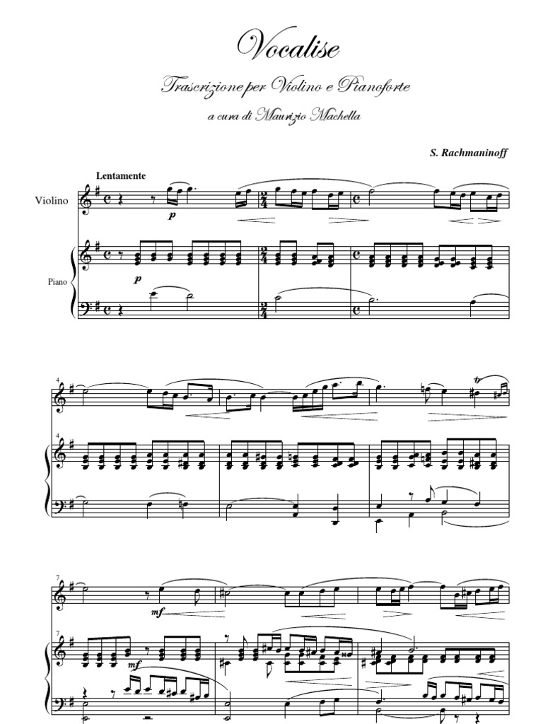 Vocalise Rachmaninoff Sergei Violin y Piano