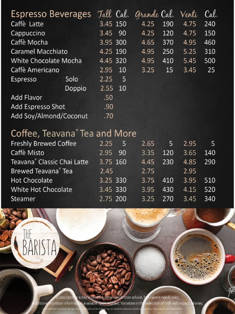 Starbucks Barista Menu | PDF