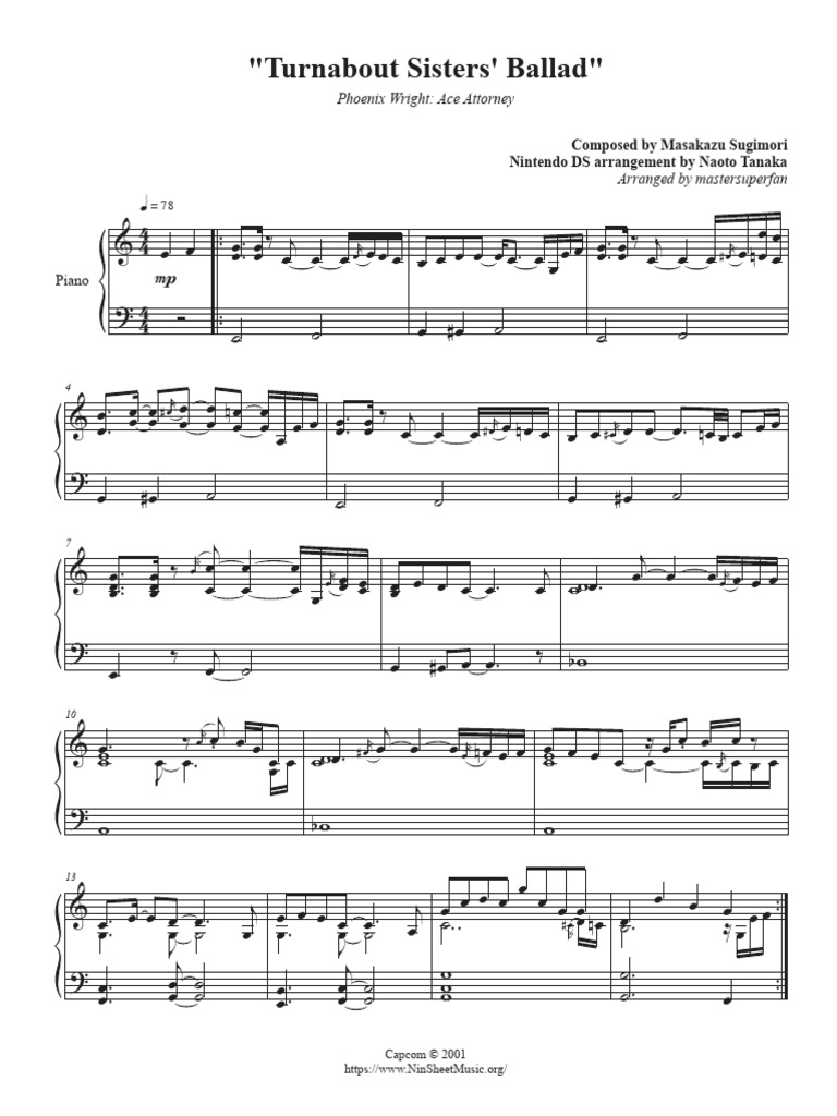 Phoenix Wright Ace Attorney - Turnabout Sisters Ballad | PDF