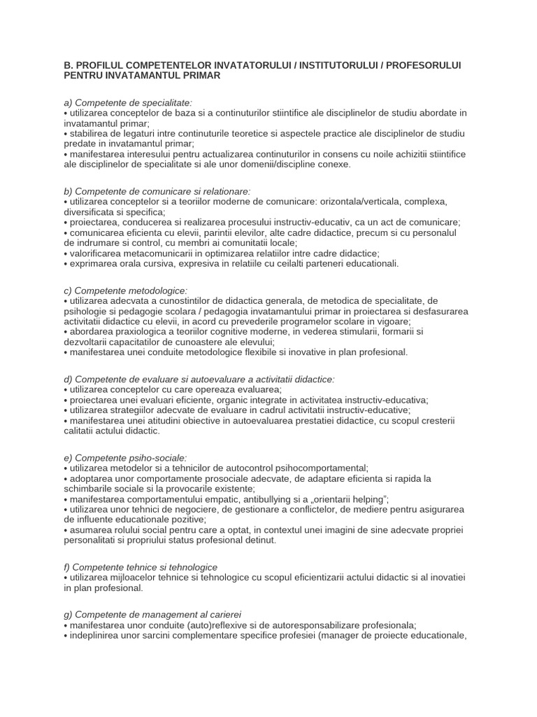 Programa Titularizare Invatatori 2024 | PDF