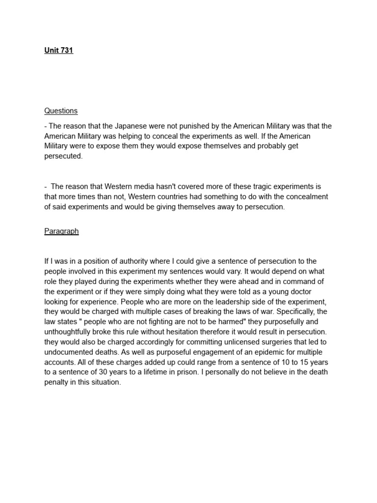 unit 731 | PDF