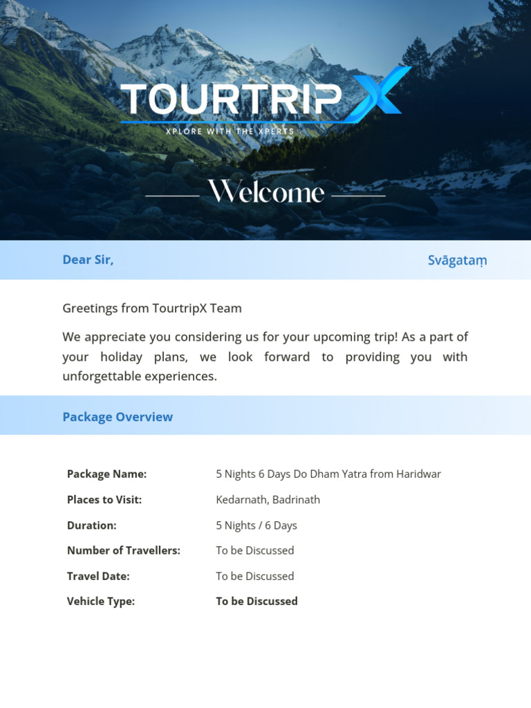 TEMPLATE Do Dham Yatra 5N - 6D | PDF