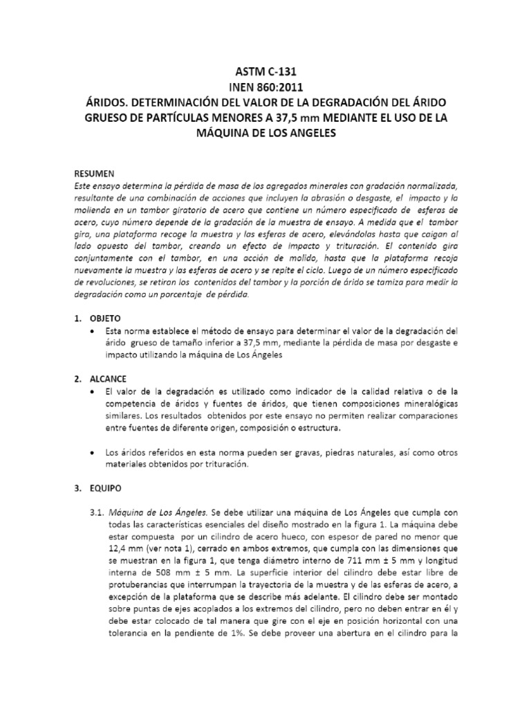 Astm c131 Abrasion de Los Angeles | PDF