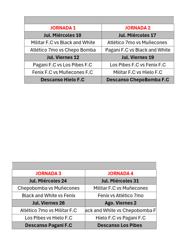 Calendario Liga | PDF