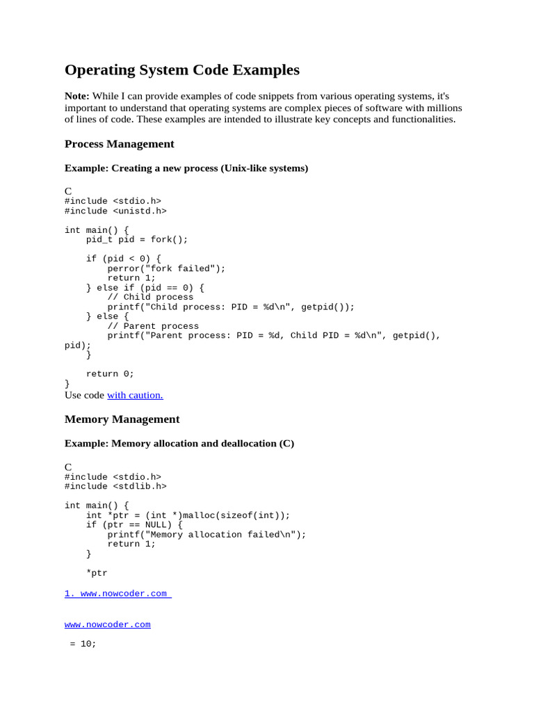 Operating System Code Examples | PDF | Computer Architecture | Computer ... Operating System Code Examples | PDF | Computer Architecture | Computer ...