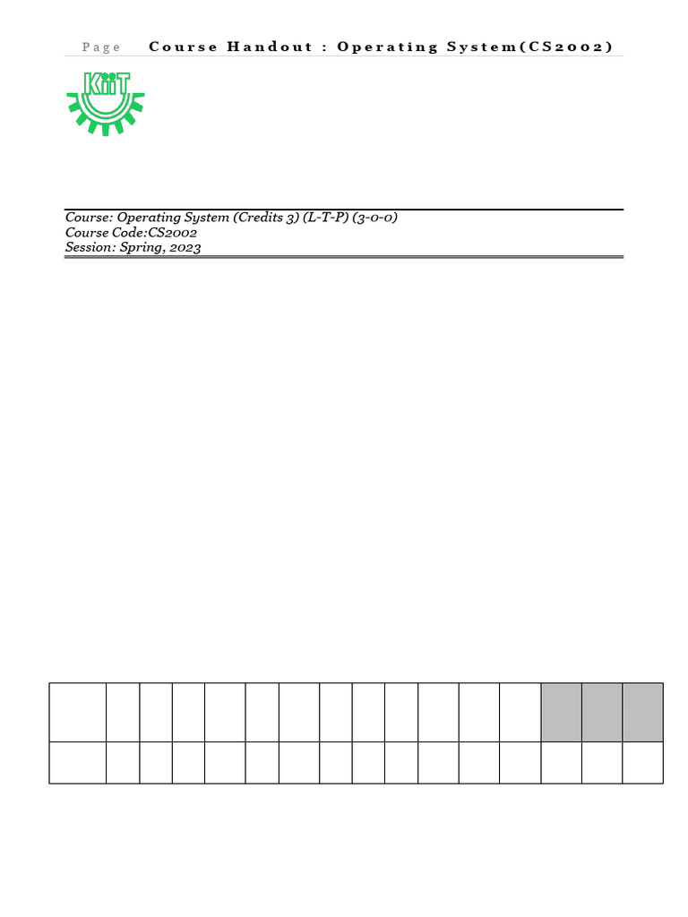 OS-Day Wise Course - Handout Spring 2023 - 4th Sem | PDF