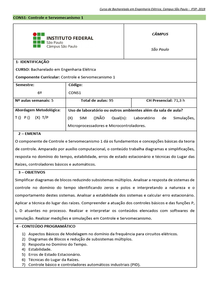 Cons1 - Ementa | PDF