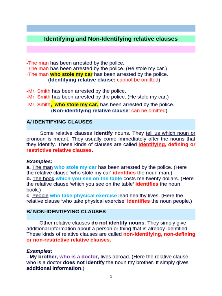 Identifying-Non Id Clauses 2024 - More Notes | PDF