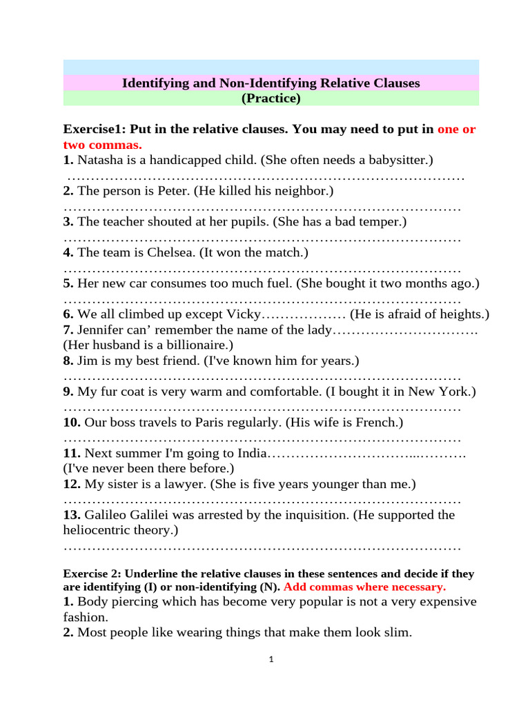 Identifying and Non-Identifying CL 2024 Practice | PDF