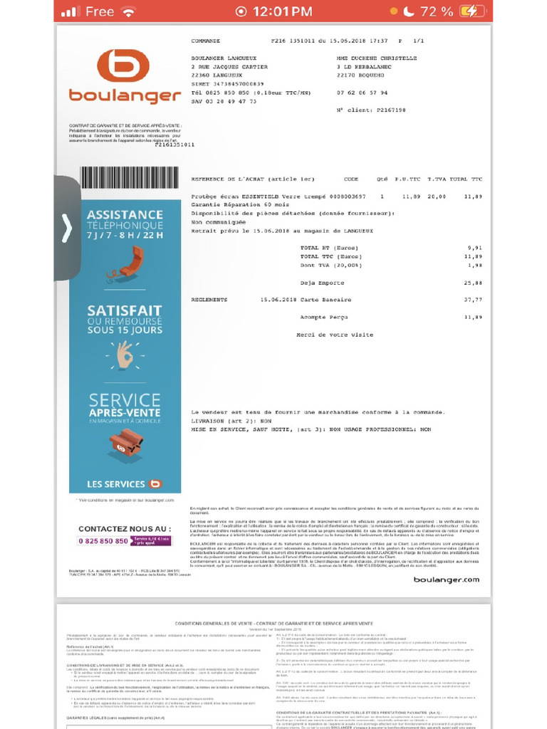 Facture Boulanger | PDF